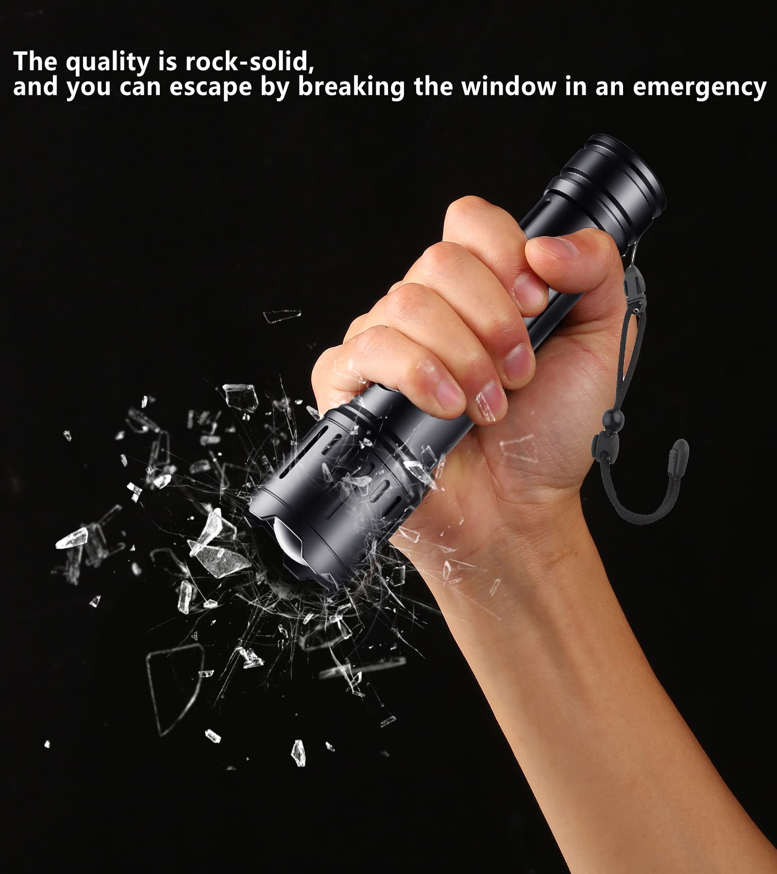 JAY-PARK Flashlights High Lumens Rechargeable, LED Flashlight 500000 Lumen Super Bright Powerful, USB-C Handheld Flashlight Zoomable High Power Tactical Flash Light for Emergencies, Camping