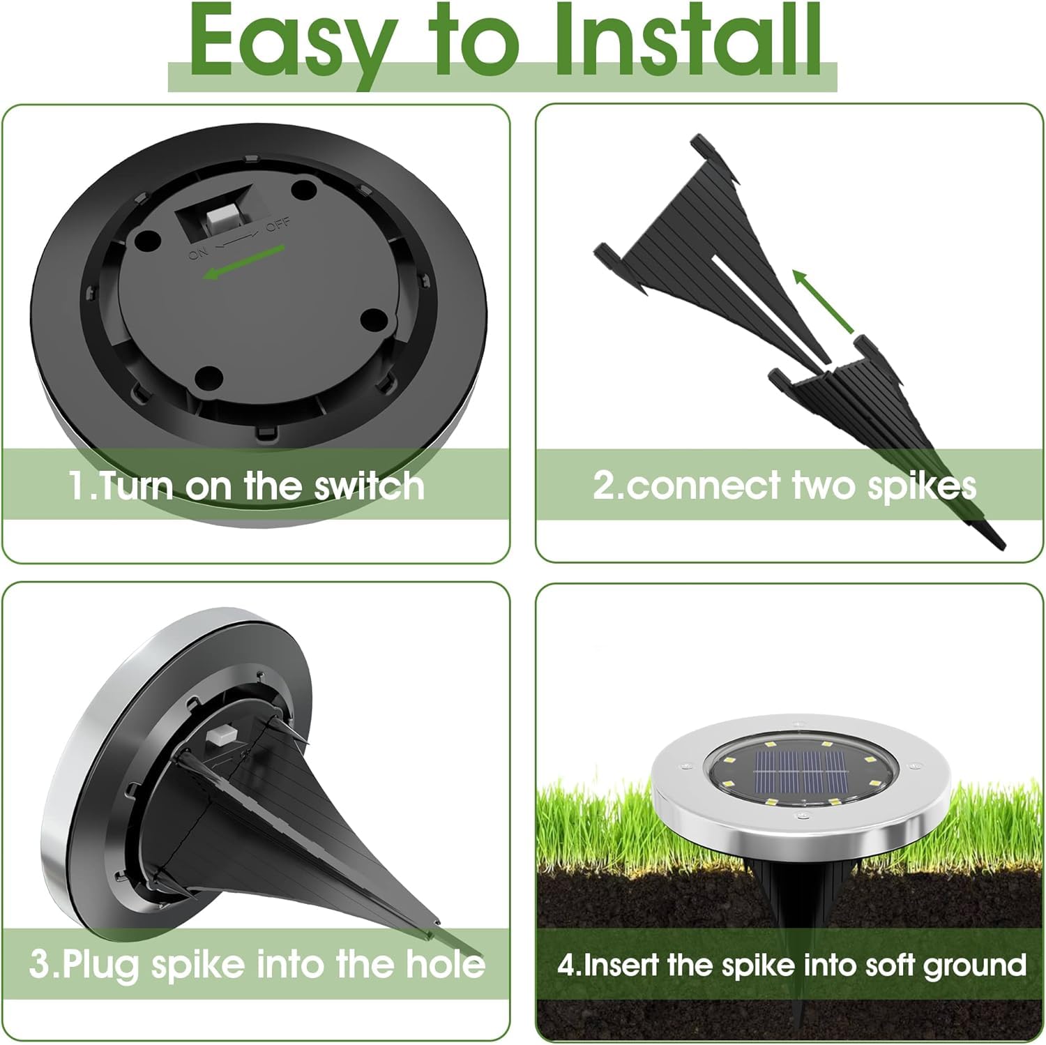 INCX Solar Ground Lights, 8 LED Garden Lights Solar Powered,Disk Lights Waterproof In-Ground Outdoor Landscape Lighting for Patio Pathway Lawn Yard Deck Driveway Walkway,Warm White 8 Packs