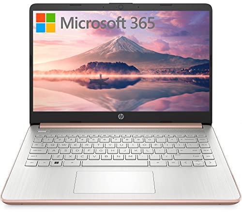 HP Stream 14" Pink Laptop, Intel Celeron N4120, Office 365 1-Year, 4GB RAM, 192GB Storage(64GB eMMC+ 128GB MicroSD), 11Hr Battery Life, Bluetooth, WiFi, HD Webcam, HDMI, Rose Gold, Windows 11 S