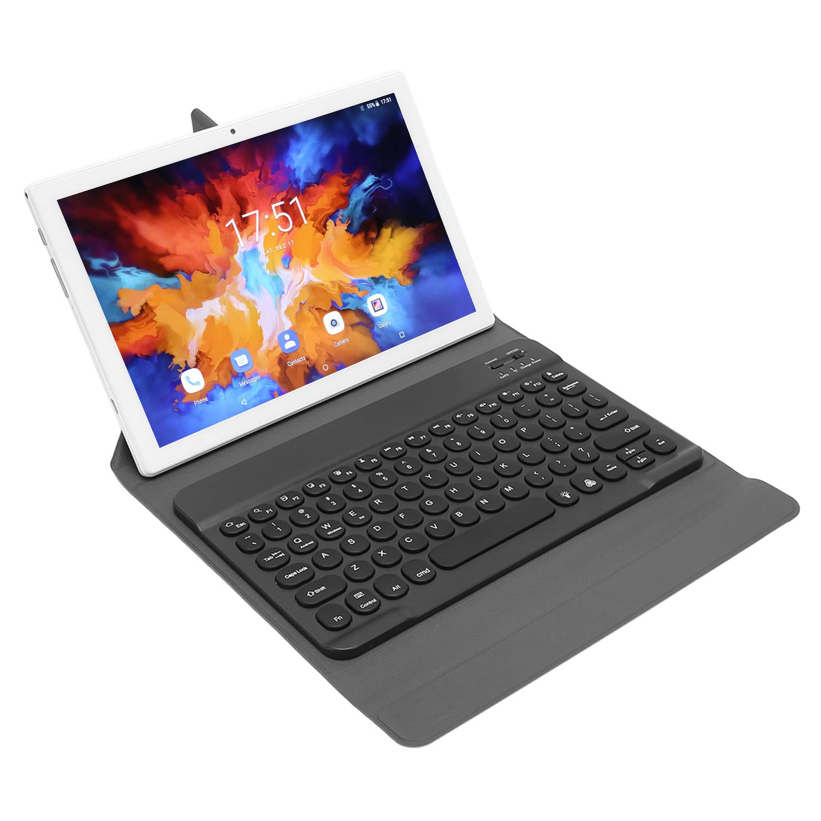 Honio 2 in 1 Tablet PC, MT6755 Octacore RGB Keyboard 512GB Expandable 10.1 Inch Tablet US Plug 100‑240V (White)