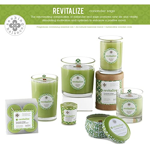 Root Candles Seeking Balance Spa Candle Aromatherapy Candles, Tealights, Revitalize: Coriander Sage, 8-Count