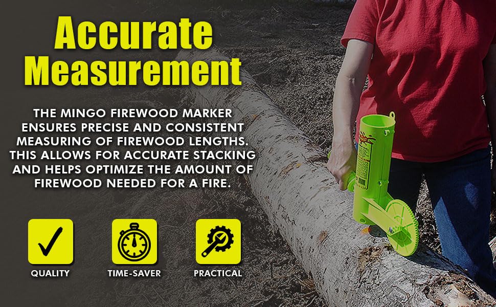 Mingo Marker Firewood Bundle - Chainsaw accessories - Firewood Measuring Tool - Log Holder for Cutting Firewood - Logging Tools and Equipment - Includes 14" 16" and 18" Wheel Marker and Extra Trigger
