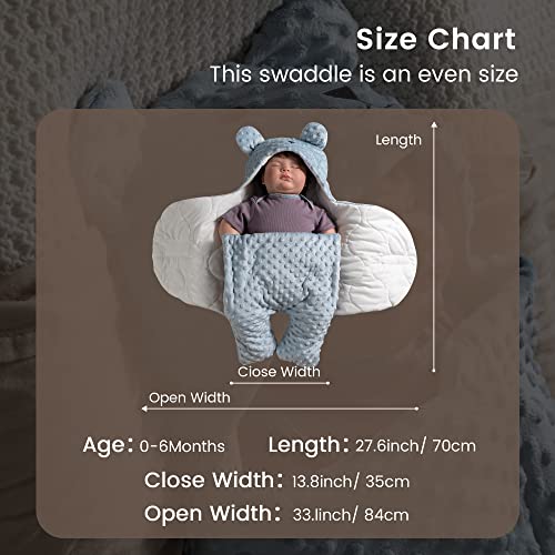 LILBESTIE Bear Swaddle Blanket, 1.5 TOG Ultra-Soft Hooded Infant Blankets Baby Sleeping Wrap Swaddle for 0-6 Months Infant Shower Gift, Blue