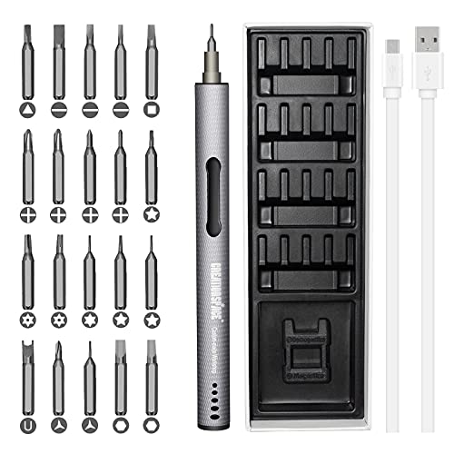 Mini Electric Screwdriver Set, Portable Rechargeable Cordless Power Screwdriver Set with 20 Precision Bits 3 LED Magnetic Repair Automatic Manual Tool Handy for Phone Watch Camera Laptop Toys
