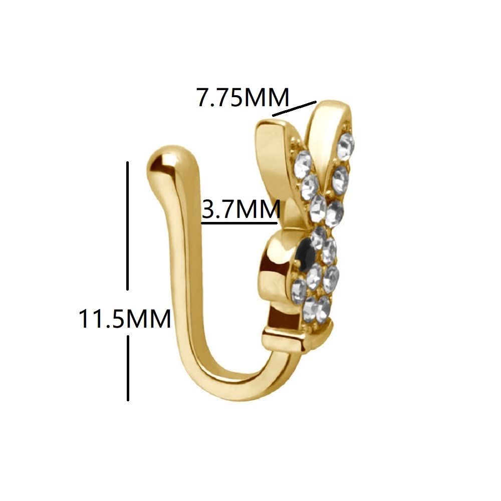MGQGJY 3PCS Nose Clip On Play boyi Non Piercing Nose Ring CZ Paved Rabbit Bunny Piercing Jewelry
