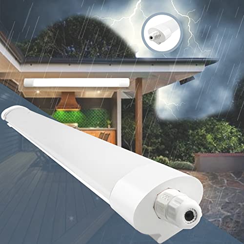 Super Bright LED Tube Light Fixture 2FT, 5000K Utility Shop Lights, IP66 Waterproof Garage Light, Ceiling and Under Cabinet Lighting, 30W 3300LM Tube Light for Bedroom Workbench Garage Kitchen Office