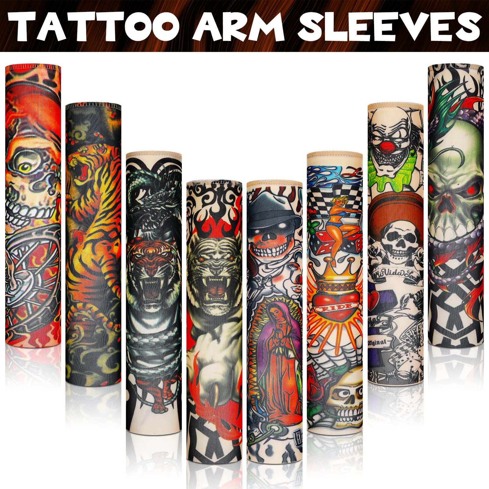 Jecery 16 Pcs Temporary Tattoo Sleeve for Kids, Fake Slip on Arm Sunscreen Sleeves, UV Sun Protection Cooling Arm Sleeves for Kid Child