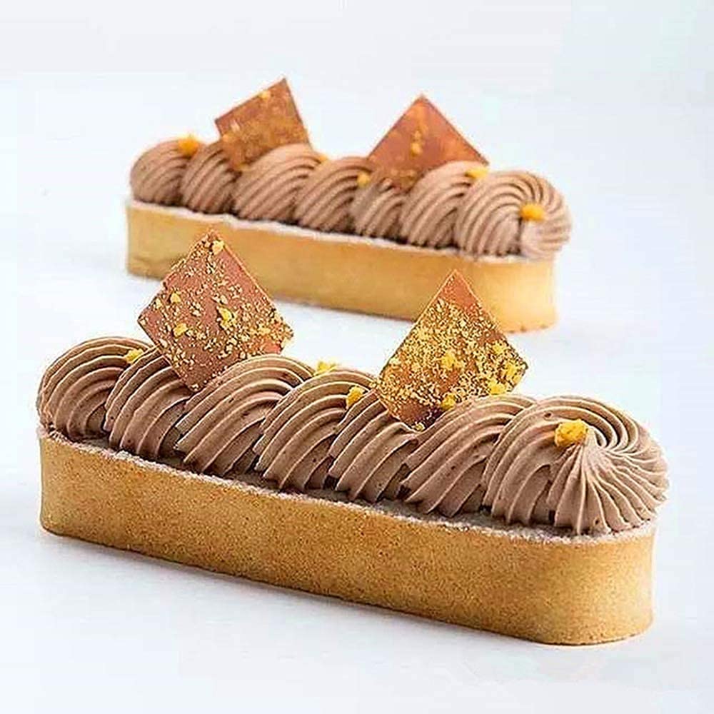 Lyzeous 12Pcs Oval Tartlet Dessert Mousse Fruit Pie Tart Ring Quiche Cake Mold, Stainless Steel Tart Mousse Ring