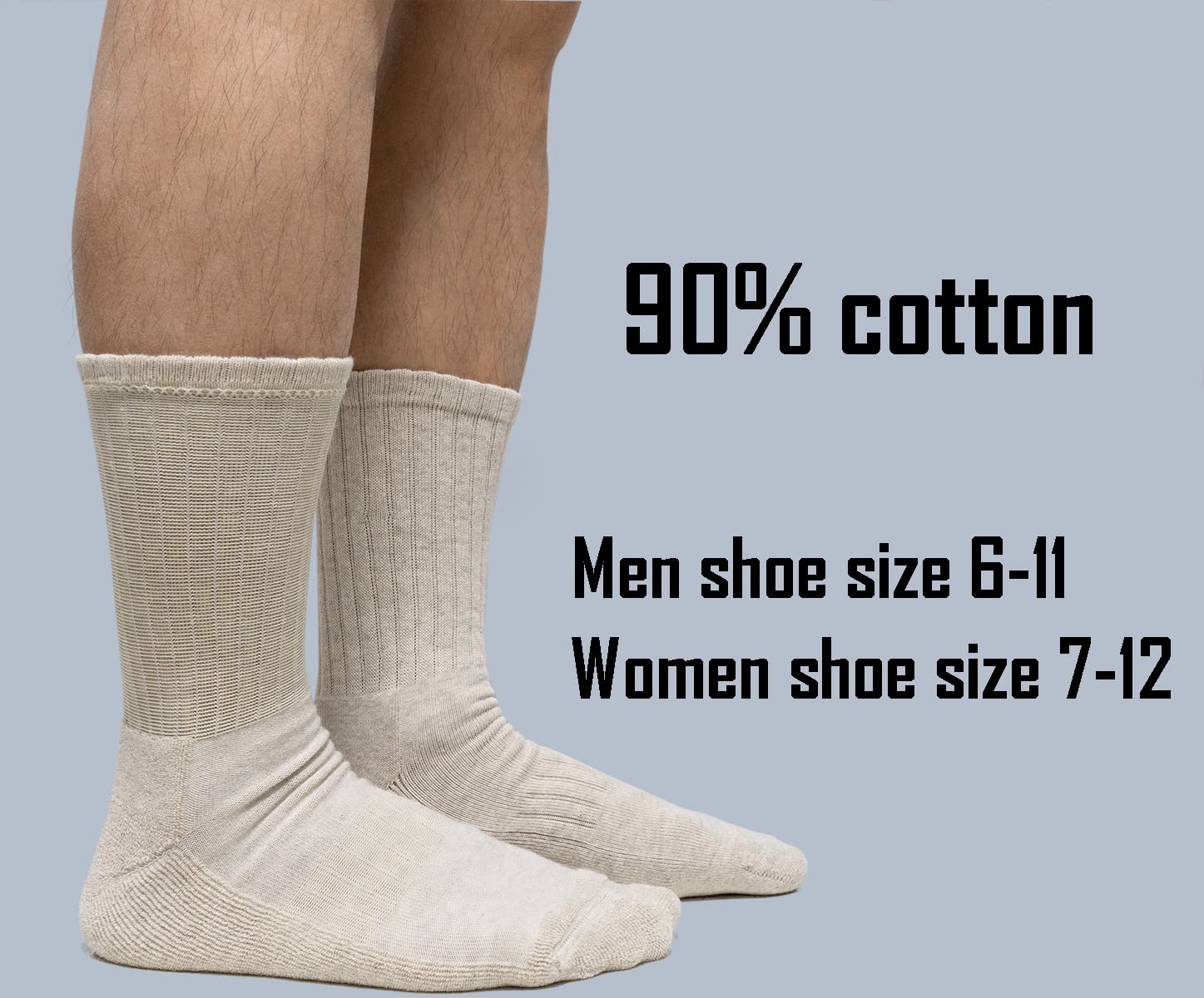 Men Women Cotton Crew Socks for Hiking - Thick Cushioned Athletic Seamless Socks with Arch Support