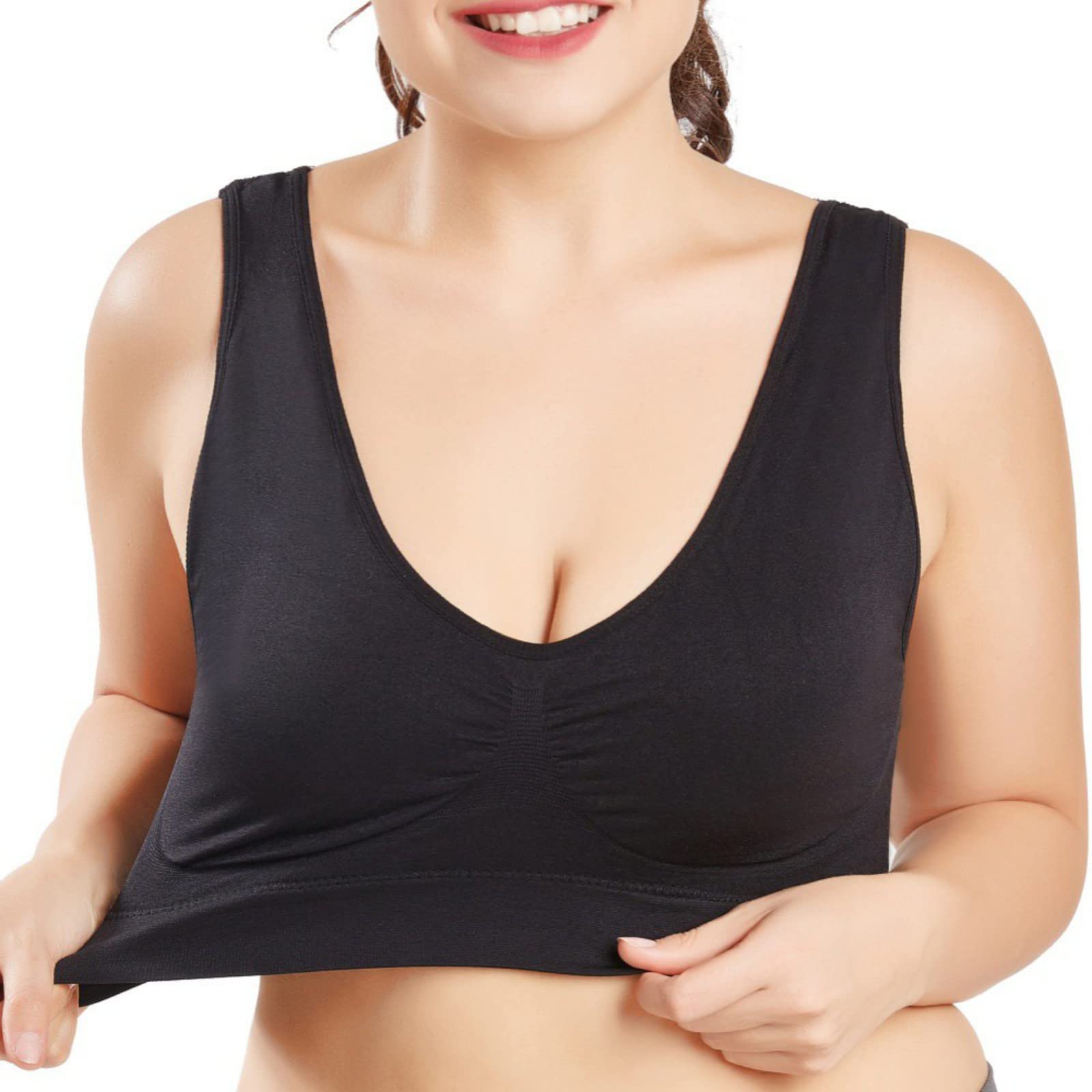 KOERIM 3 Pack Women Wire-Free Sports Bra Seamless Adjustable Running Workout Yoga Bra Breathable