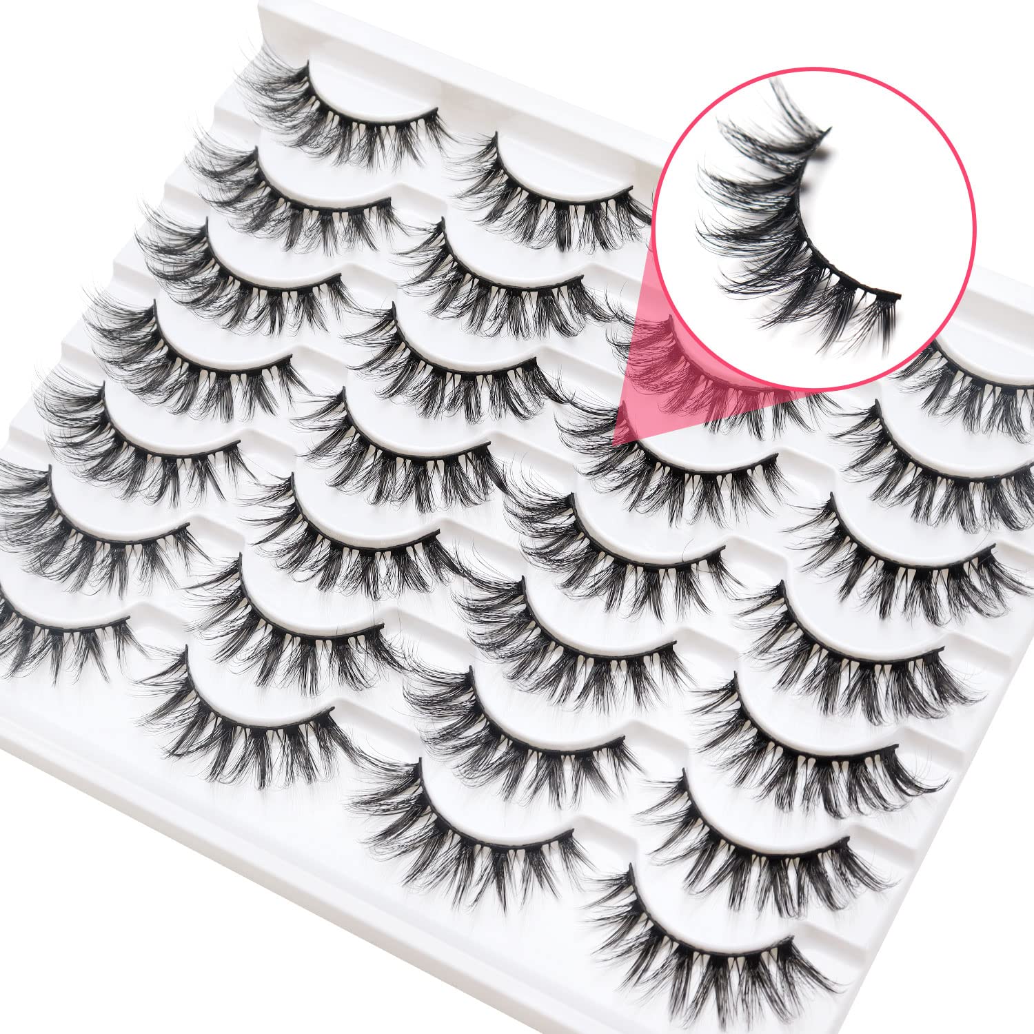 MilyBest Lashes Wispy False Eyelashes Fluffy Cat Eye Lashes Natural Look D Curl Lashes Mink Bulk Fake Eyelashes Extensions Pack