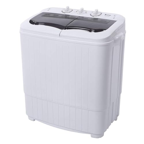 Portable Washing Machine and Dryer, 14Lbs Twin Tub Portable Washer Dryer Combo with Drain Pump, Semi-Automatic 7.7Lbs Washer Mini Laundry Machine with 6.6Lbs Spinner for Dorms, Apartments, RVs, Black