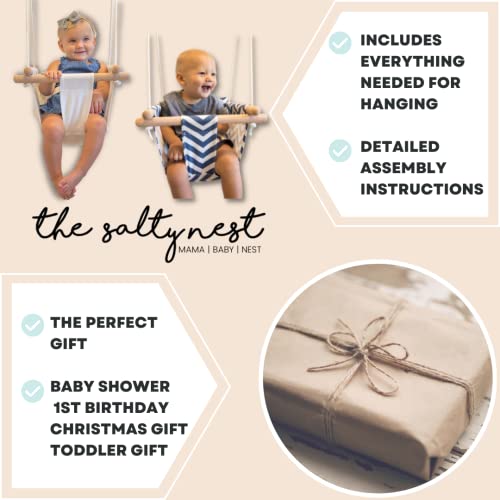 Indoor Swing | Hanging Baby Swing Seat | Secure Safety Belt and Mounting Hardware Included | Fun Secure Canvas Hammock Chair Indoor Toddler Toy (Coconut White)