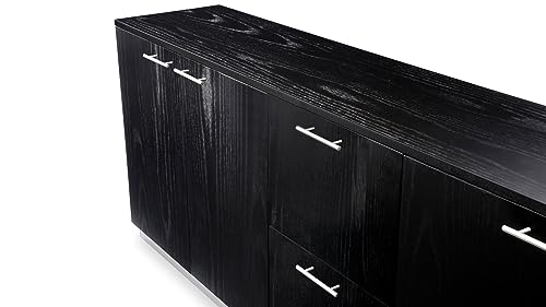 Zuri Furniture Reagan Modern Polished Cabinet Credenza - Black