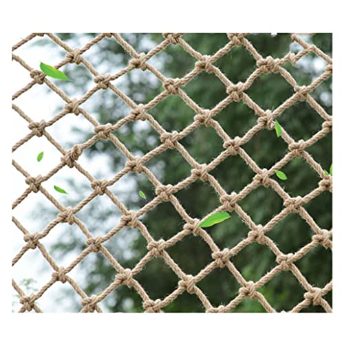 OUYOXI Rope Net for Birds, Child Protection Safety Net Treehouse Climbing Netting Heavy Duty Cargo Net Hemp Rope Net Grid 12cm Playground Swing Balcony Playset Railing (Colour:Yellow,Size
