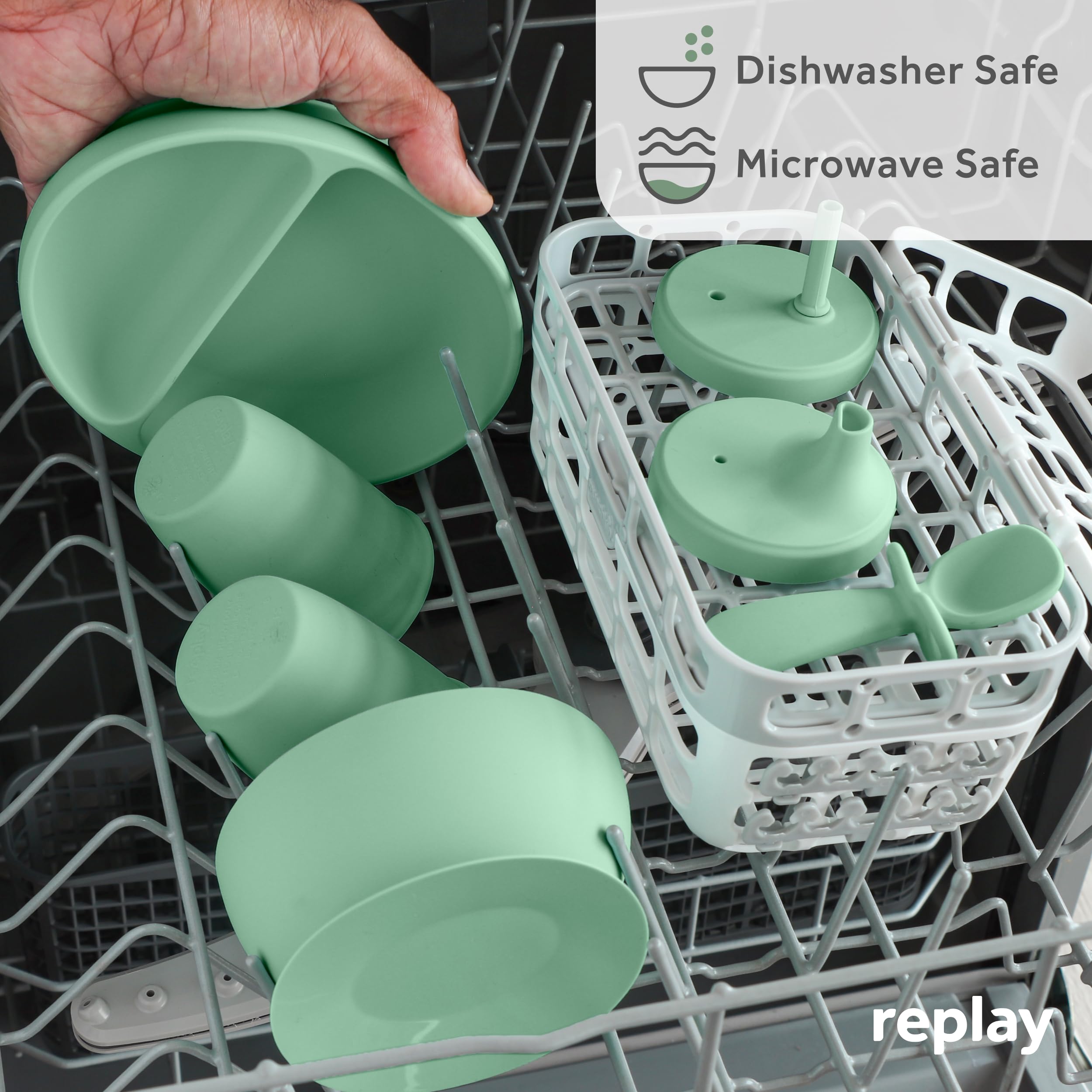 Re-Play Sustainables Silicone Sippy Cup for Toddlers - 8oz - Made with Medical-Grade Platinum Silicone - Sage