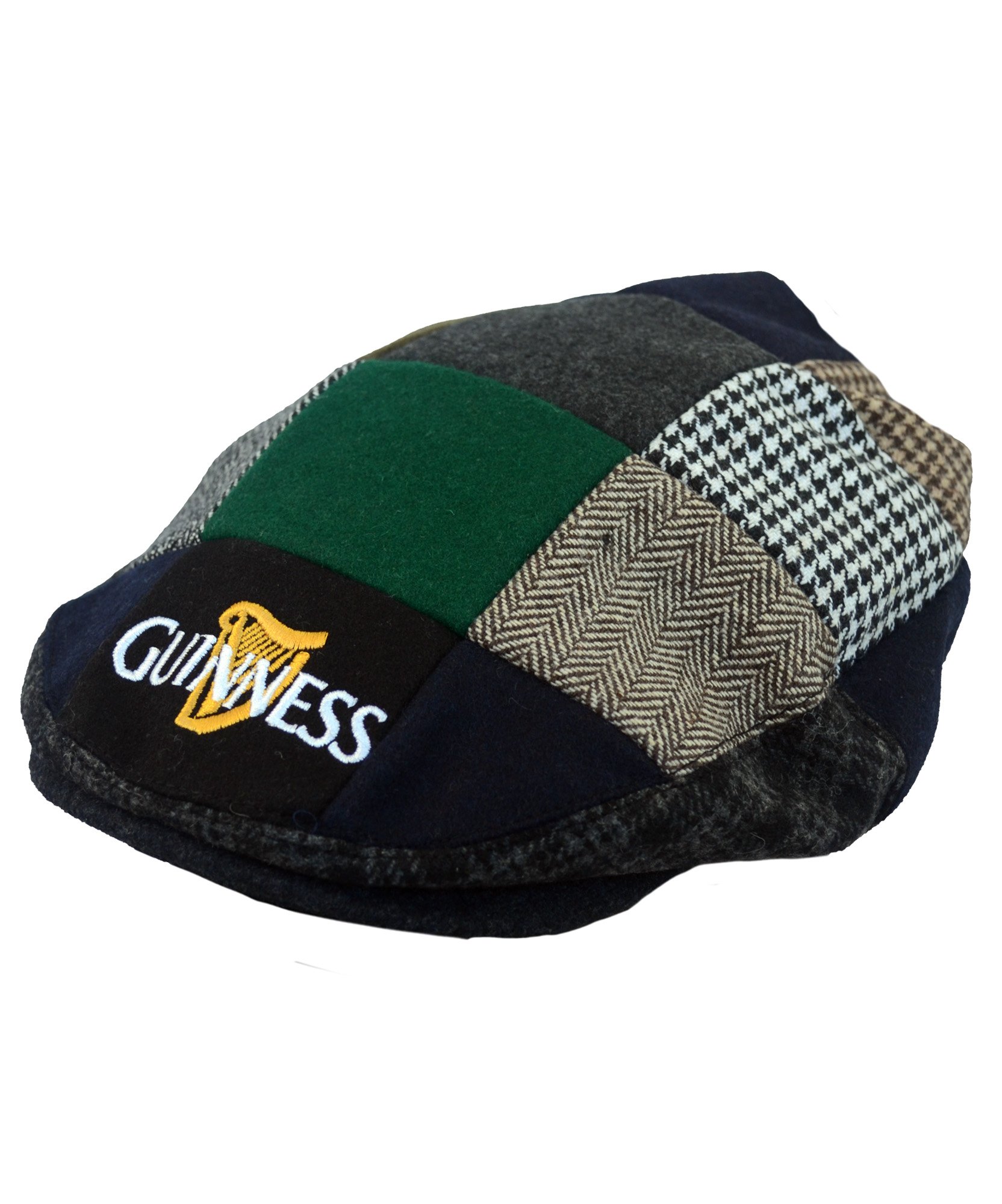 Guinness Patch Tweed Flat Cap - Unisex, Black, Medium