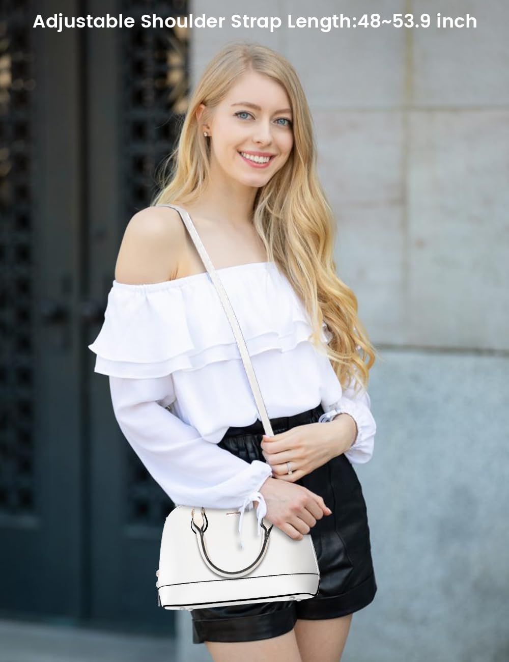 LOVEVOOK White Purse for Women Small Crossbody Bags Dome Satchel Bag Shoulder Purse Quilted-White