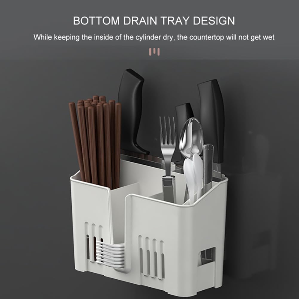 JCAKES Spoon Storage Organizer Chopstick Dishwasher Basket Chopsticks Holder Punch-Free Wall-Mounted Tableware Rack Kitchen Cutlery Spoon Fork Cage Household Tableware Drain Storage Box, for Spoons