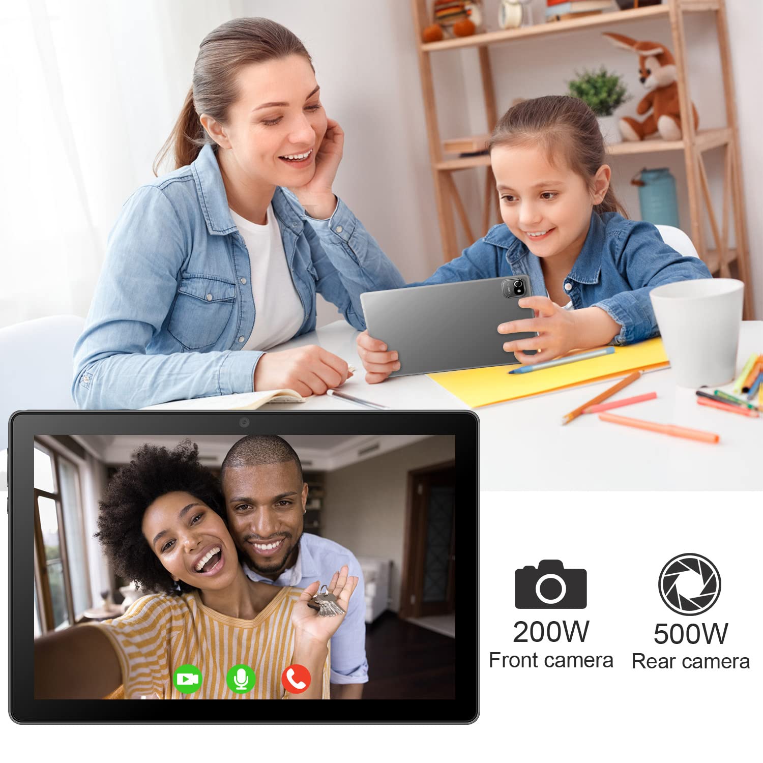 OUZRS Tablet 10.1 Inch Android 11.0 Go - 64GB ROM | 256GB Scalable 6000mAh Long Battery Life Tablets GMS Certified | 5MP Camera WiFi FM Bluetooth (Gray) (Grey)