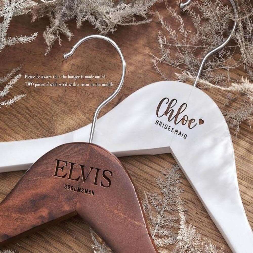 Personalized Bridesmaid Hangers | Bride Hangers | Wedding Dress Hangers | Custom Name Engraved Wooden Hanger | Bridesmaid Proposal