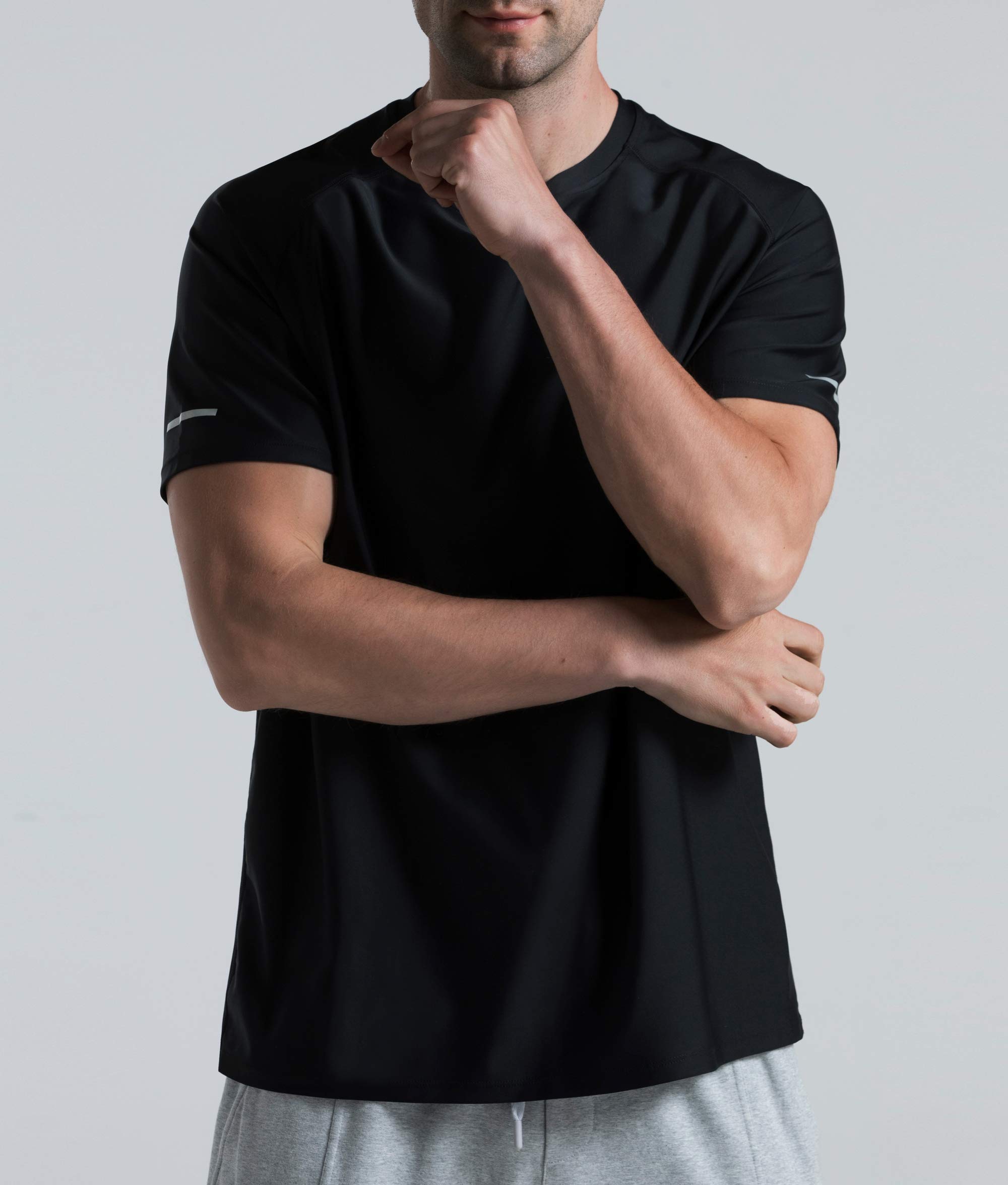 Men's Cooling Ice Silk Running Shirts Quick Dry Short Sleeve Athletic Gym T-Shirts UPF 50+ Outdoor Workout Tshirts Grey Brown