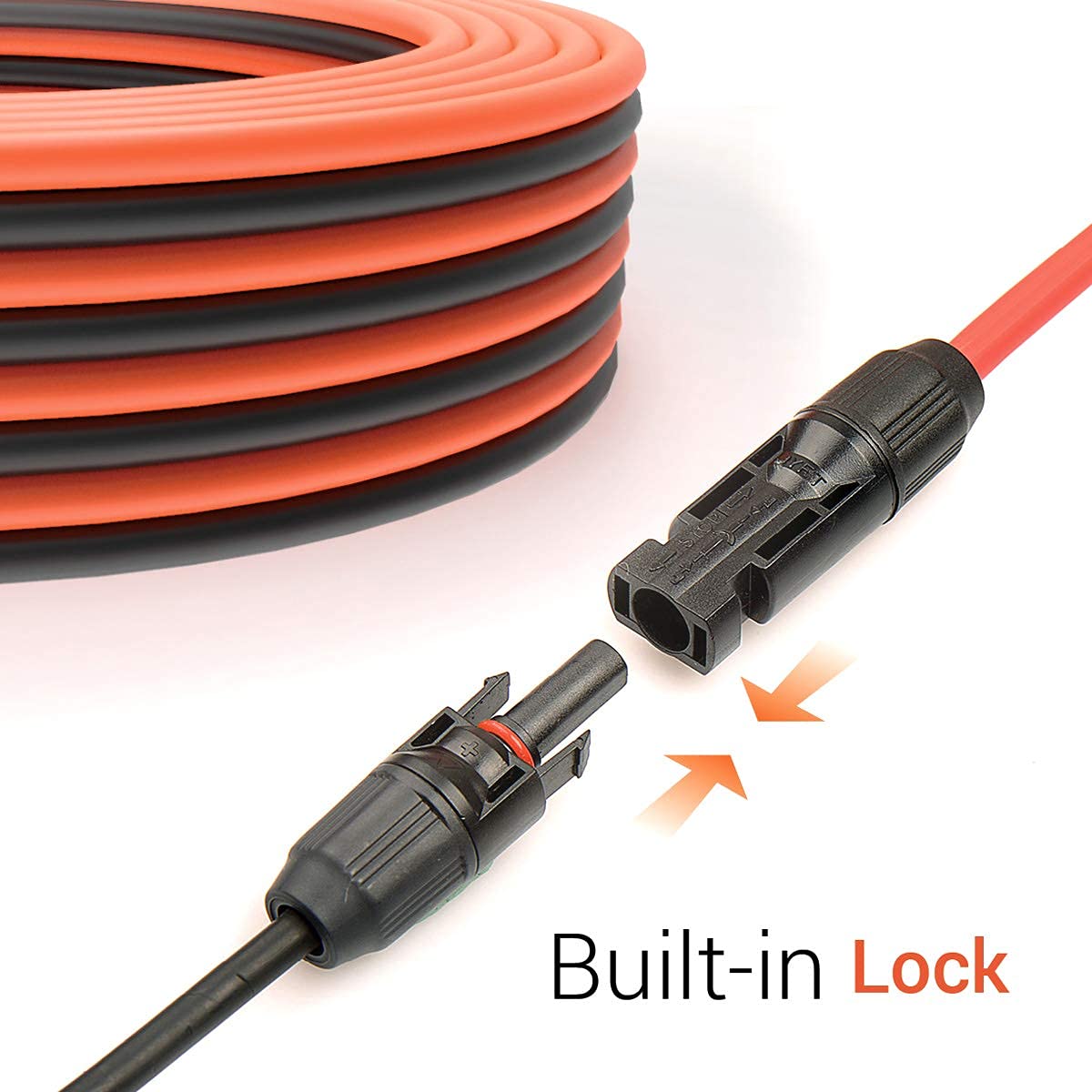 JYFT Solar Extension Cable,10AWG(6mm²) Panel Extension Cable with PV Compatible Female and Male Connector (20FT Red + 20FT Black)