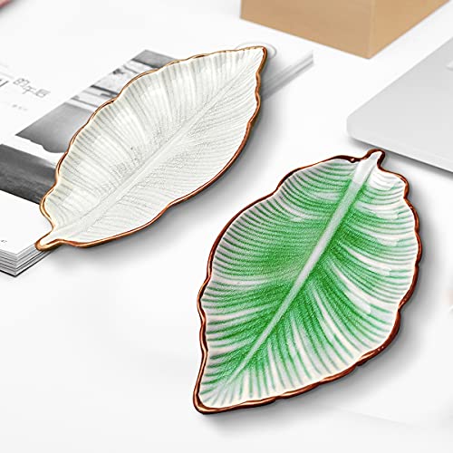 LLDAYU Porcelain Spoon Rest for Kitchen Counter, 7 inches 2 Pieces of white Leaf Shaped Ceramic Spoon holder, Kitchen Utensils, Farmhouse Kitchen Decor and Accessories (Dishwasher Safe)