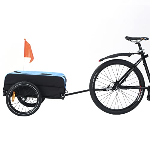 LIBOOI Bike Cargo Trailer, Bike Luggage Wagon Trailer with Removable Cover, 16’’ Wheels Bicycle Bicycle Cargo Trailer Folding Frame Quick Release