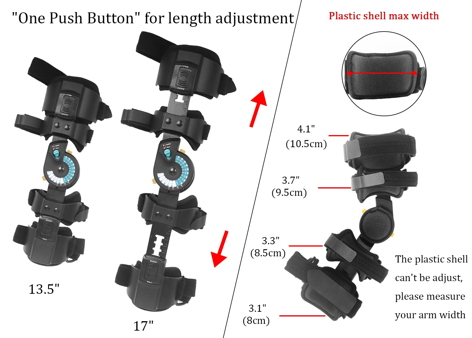 Jewlri Hinged ROM Elbow Brace Post OP Elbow Brace with Strap Stabilizer Splint Arm Injury Recovery Surgery Support Fracture Rehabilitation Right Hand