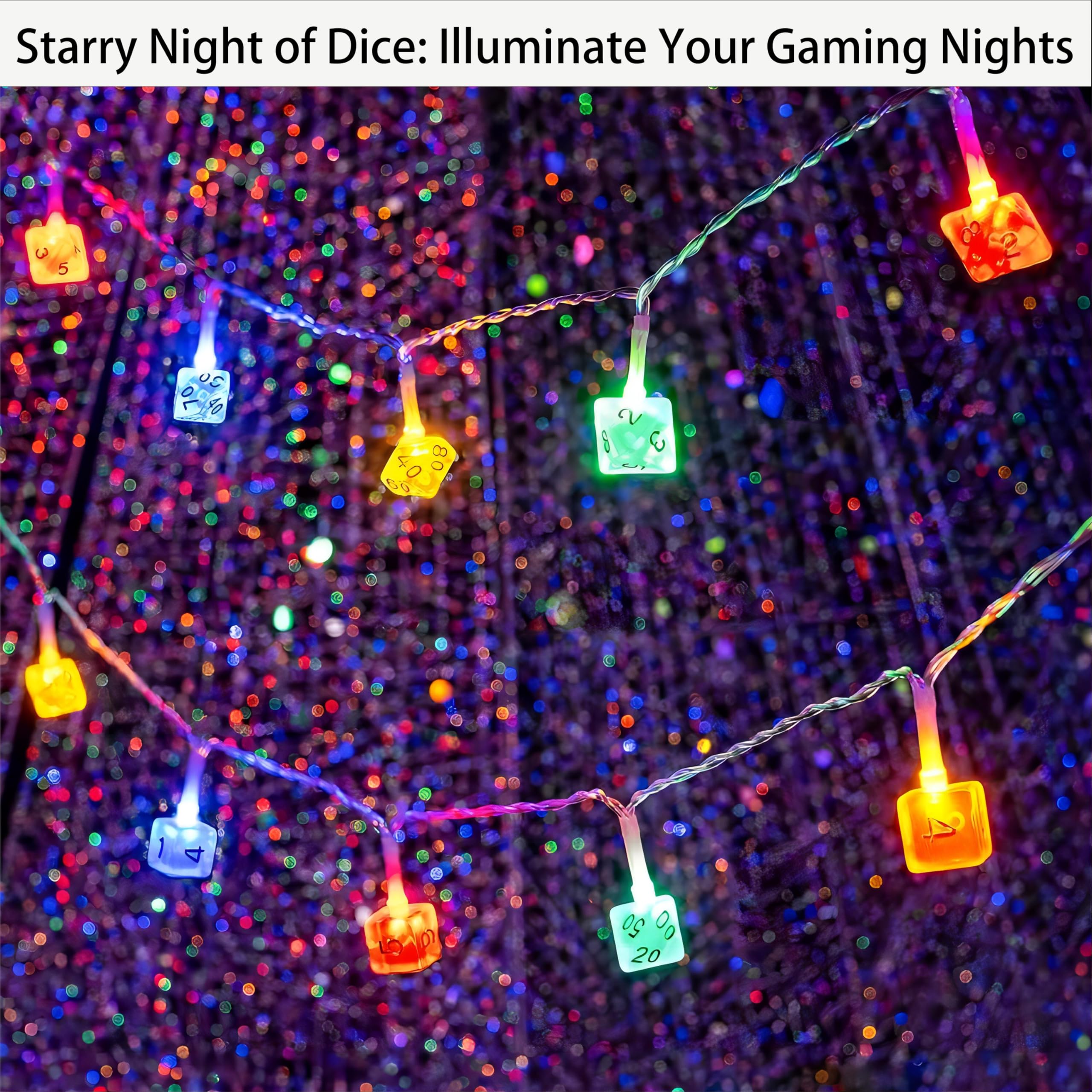 MillMB Decorative Multicolor String Lights with Unique Polyhedral Dice Design (40-Light with Dice)