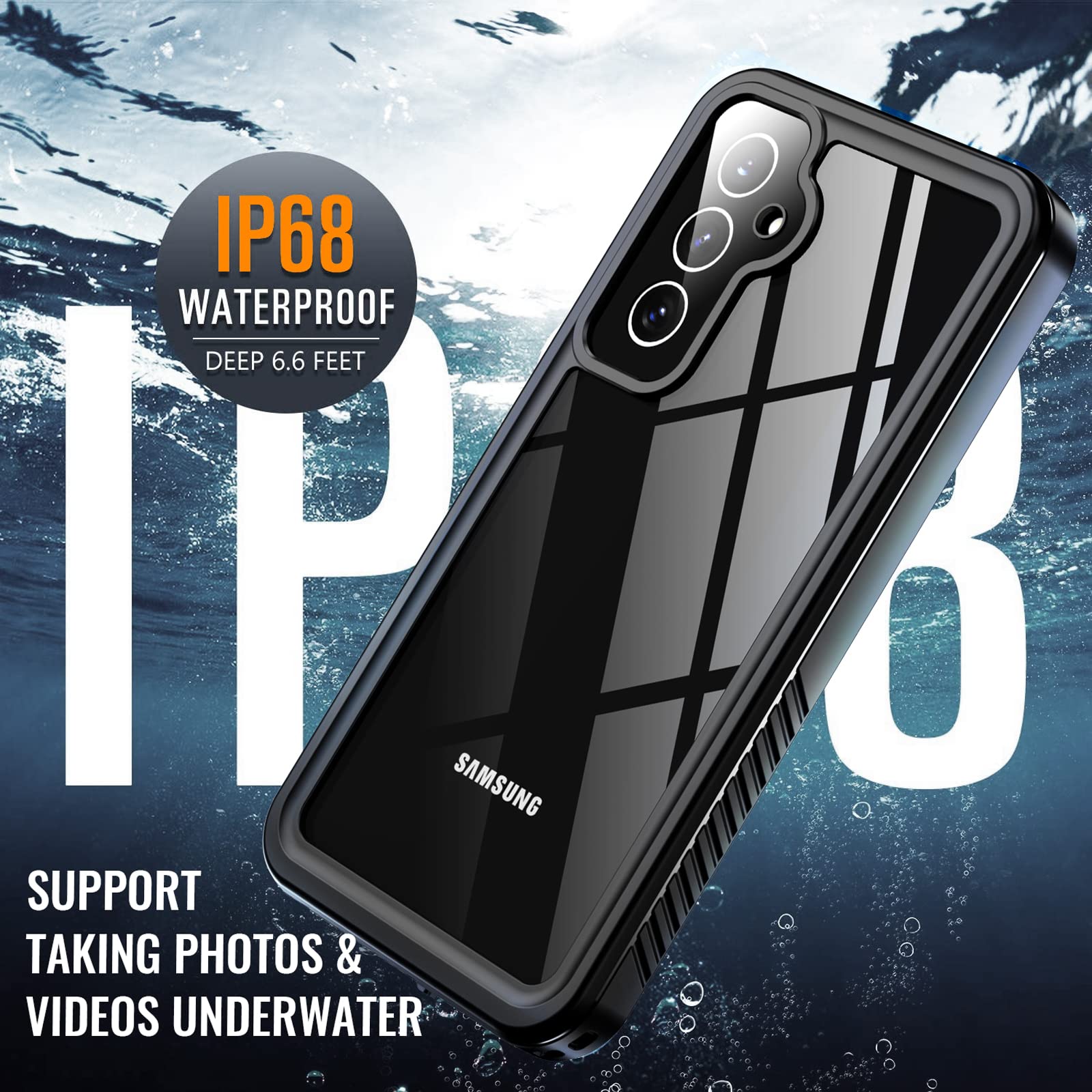 Oterkin for Samsung Galaxy A54 5G Case Waterproof, Samsung A54 5G Case with Built-in Screen Protector Galaxy A54 5G Case [360°Full Body Protection][12FT Military Grade]Rugged A54 5G Phone Case (Black)