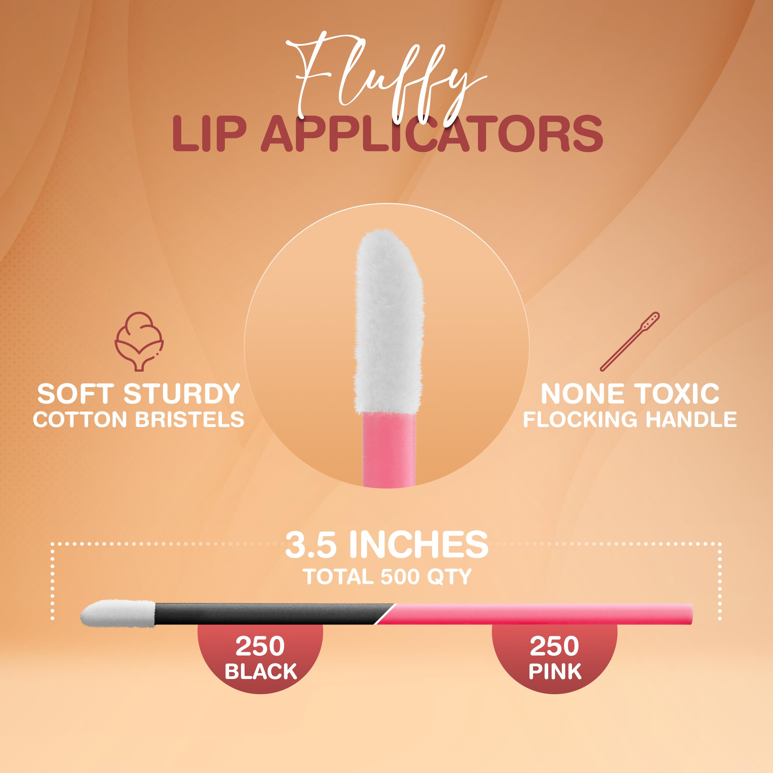 Lip Applicators Disposable 200 Pcs - Disposable Lip Wands Made with Soft Bristles, Disposable Lip Brushes for Lipstick, Perfect for Lips, Eyes and Makeup Applications