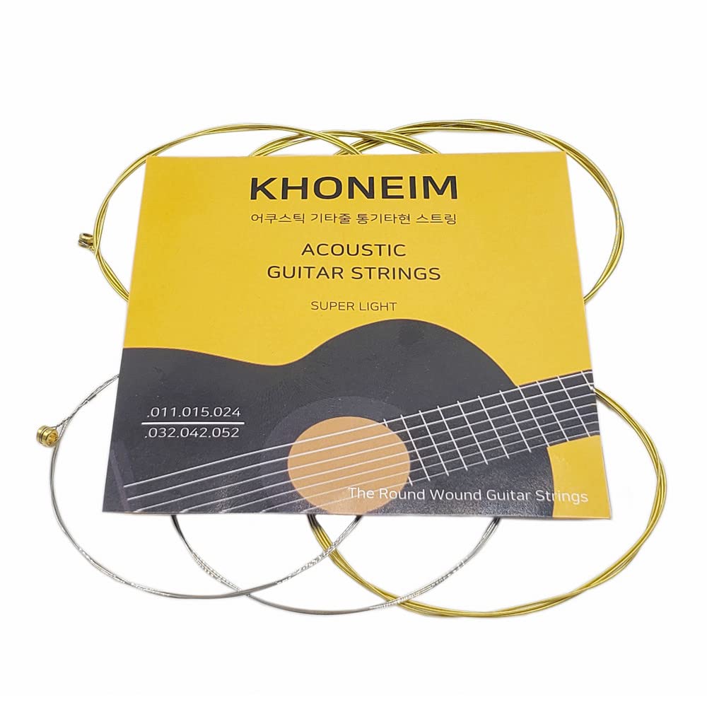 KHONEIM Guitar Strings 4 Pack - Acoustic Guitar Strings For 6 String Guitar, Deep and Bright Tone, 11-52