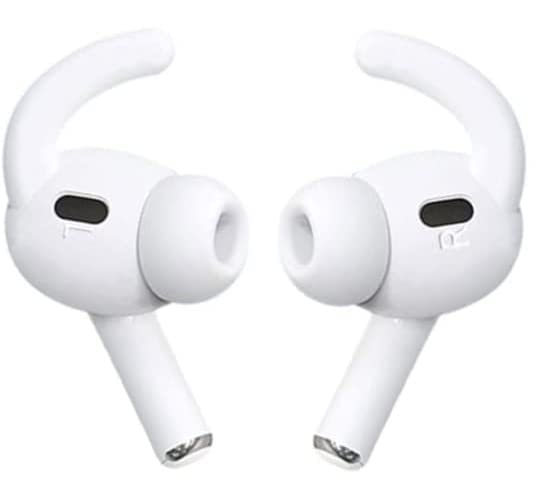 Rqker Sport Eartips Earbuds Cover Hooks Loops Compatible with AirPods Pro 2 2nd Gen, 6 Pairs Anti Slip Soft Silicone Sport Earbuds Covers Hooks Tips, Compatible with AirPods Pro 2, Black/White/Clear