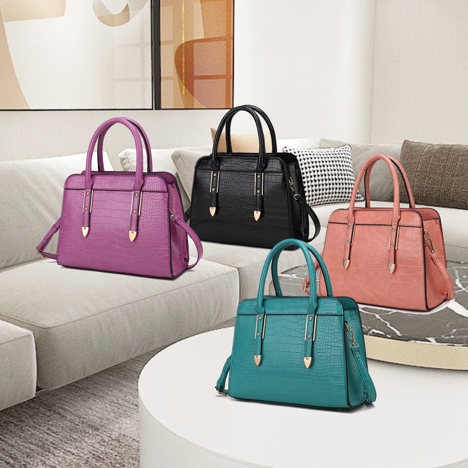 MKF Collection Satchel Bag for Women’s, Vegan Leather Crossbody Top-Handle Handbag Purse