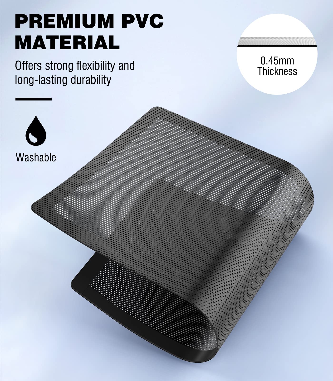 MoKo 140 x 280mm PC Case Magnetic Dust Mesh Filter, 0.5mm PVC Mesh Hole Computer Cooler Fan Dust Filter, Magnetic Frame Dustproof Mesh Filter Cover Fan Filter Grills for Computer PC Case - 4PCS