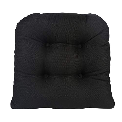 Klear Vu Gripper Overstuffed Universal Non-Slip Dining Chair Cushions for Kitchen Decor or Office Use, U-Shaped Skid-Proof Seat Pad, 15x15 Inches, 4 Count (Pack of 1), Midnight Black
