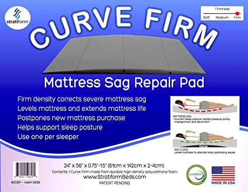 Stratiform® Curve™ Firm - Density Mattress Sag Support | 1.5"D x 24"W x 56"L - Ideal for Sags Deeper Than 1" Inch | Comfort and Durability | Extend Mattress Lifespan | Mattress Support | Made in USA