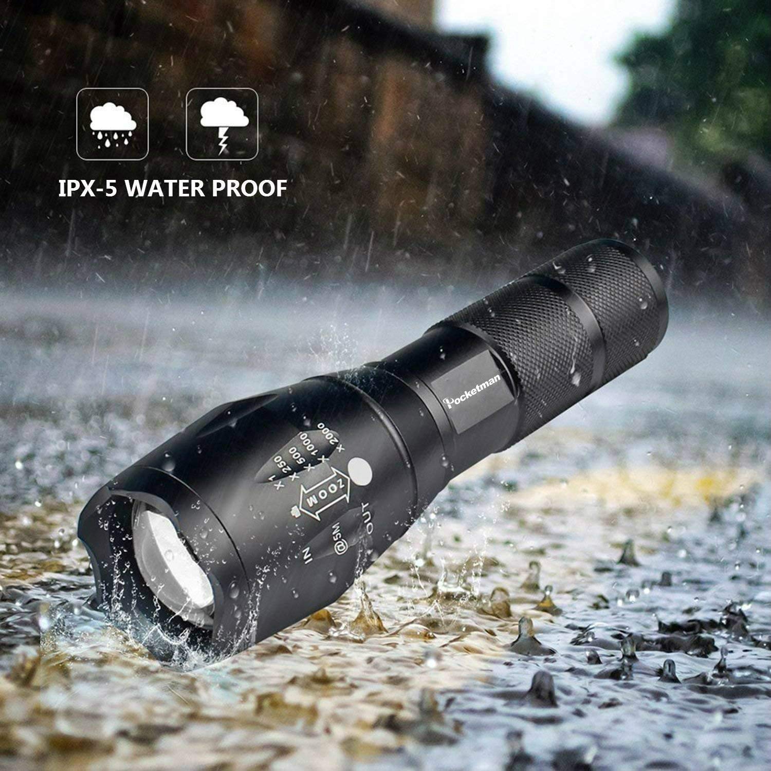 LED Tactical Flashlight Super Bright 2000 Lumen LED Flashlights Portable Outdoor Water Resistant Torch with 5 Light Modes(10Pack)