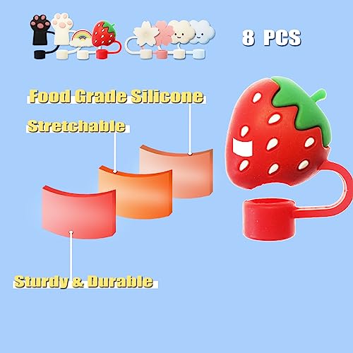 Straw Covers Cap for Stanley Cup - 8Pcs Straw Tip Covers Compatible with Stanley 30&40 Oz Tumbler, Soft Silicone Dust-Proof Straw Cover, Cute Straw Protectors for Stanley Cups Accessories