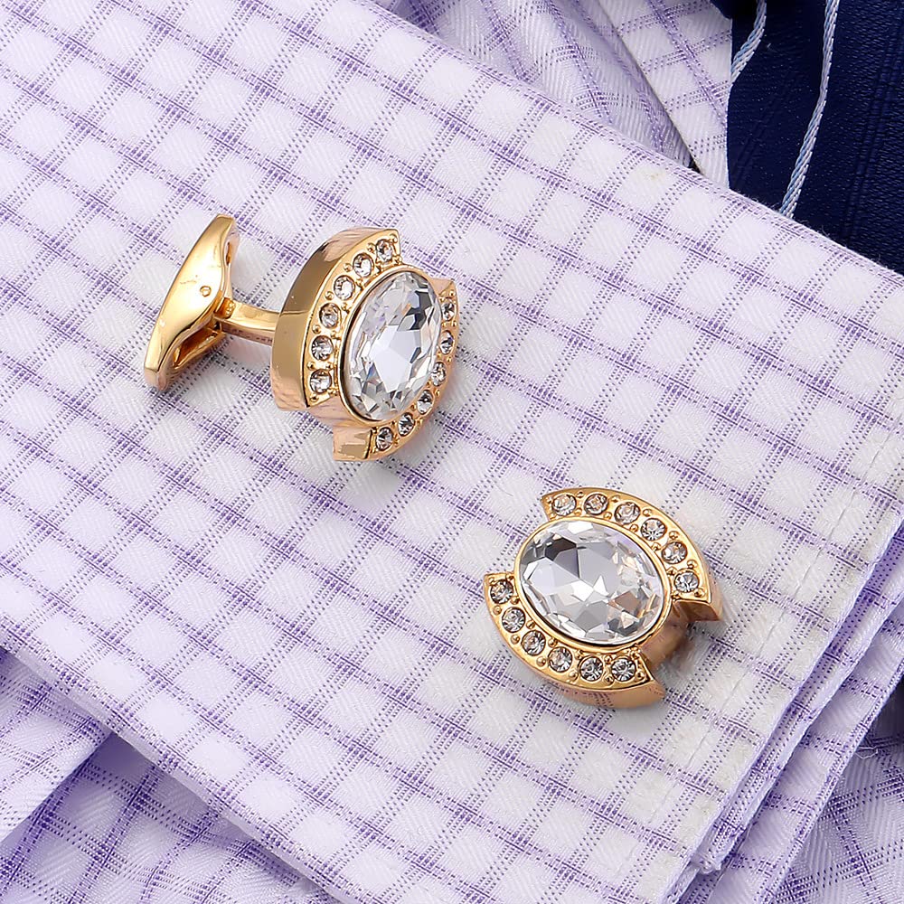 Men's Shirt Cufflinks Crystal Large Zircon Cufflinks French Shirt Sleeve Stud Buttons