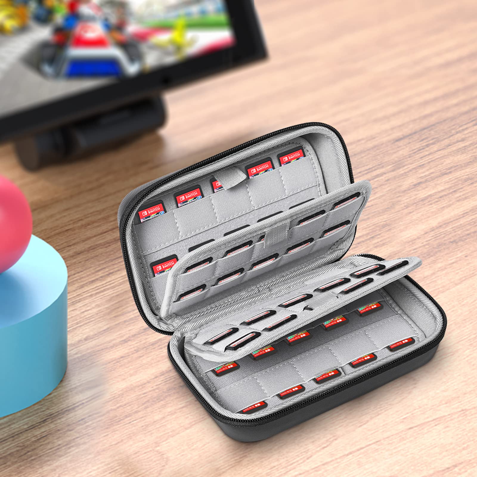 MOSISO Game Card Carrying Case Compatible with Nintendo Switch OLED 2021/Switch Game/PS Vita Game/SD Memory Card, Portable Protective Switch Game Holders Storage Bag with 80 Game Cartridges, Black