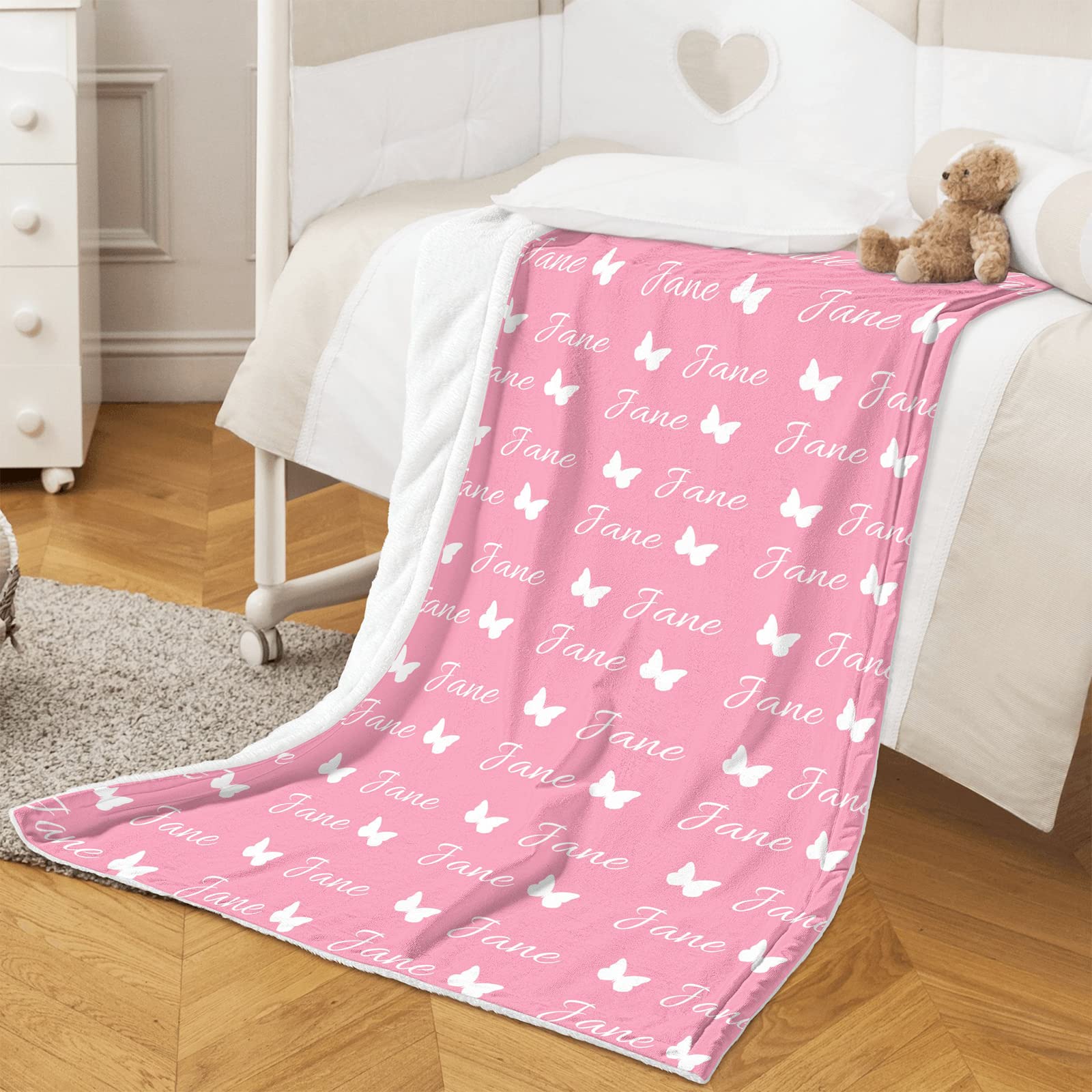 Personalized Baby Blankets with Name, Custom Baby Blankets for Girls and Boys with Cute Pattern, Soft Throws Name Blanket for Kids, Personalized for Newborn Infant, New Mom Gifts