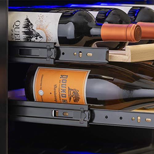 NewAir 24" Wine and Beverage Refrigerator Cooler, 20 Bottle and 70 Can Capacity, Built-in or Freestanding Dual Zone Fridge in Stainless Steel with Splitshelf
