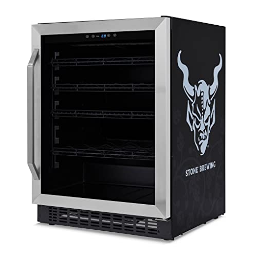 NewAir Stone Brewing 180 Can FlipShelf Beverage and Beer Refrigerator, 24β Built-In or Freestanding Wine Cooler with Reversible Shelves, Perfect for Bar, Gamer Room, or Office