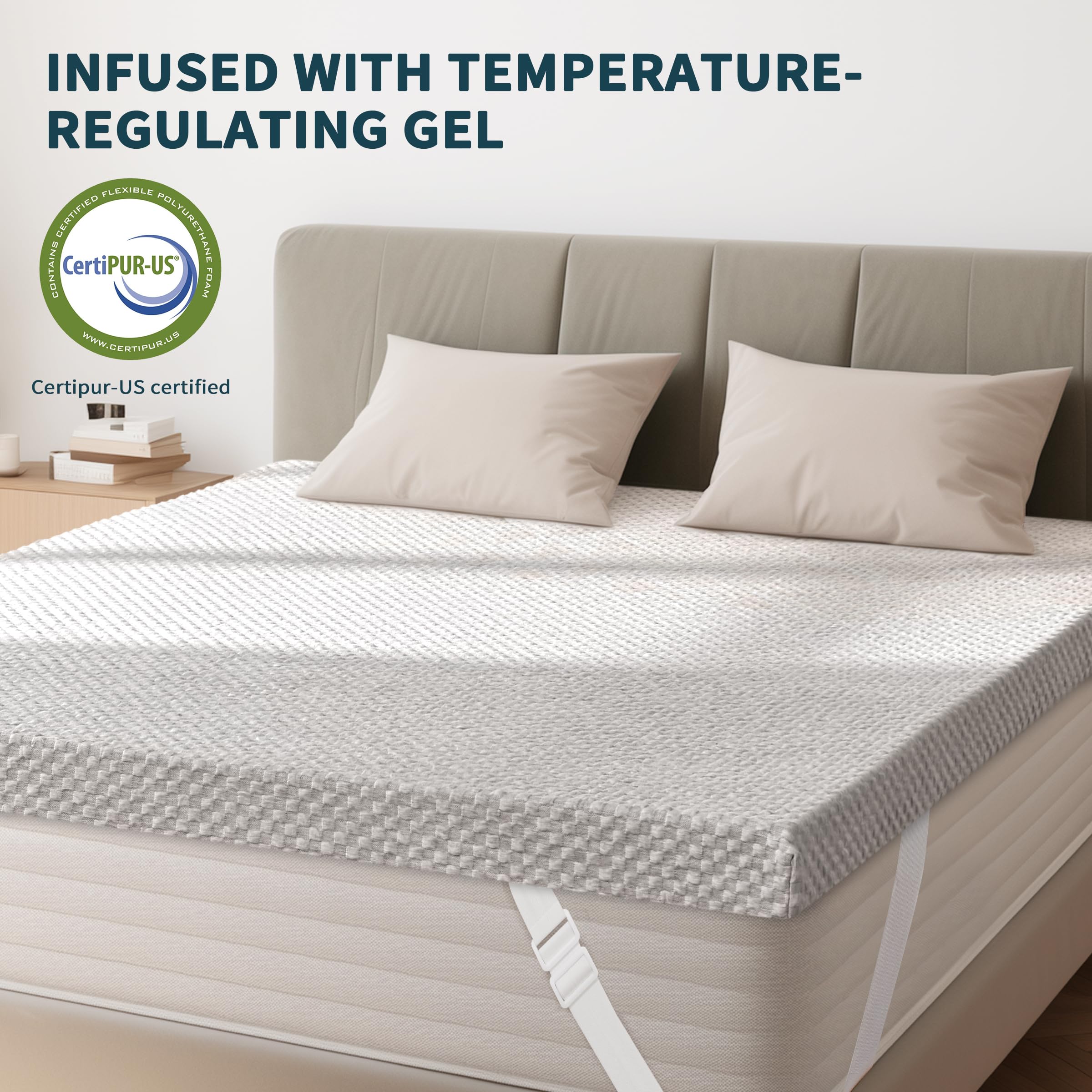 SyMax 4 Inch Memory Foam Mattress Topper Full High Density Gel Memory Foam Mattress Cooling Bed Topper Soft Support for Pressure Relief with Washable Cover Full Size
