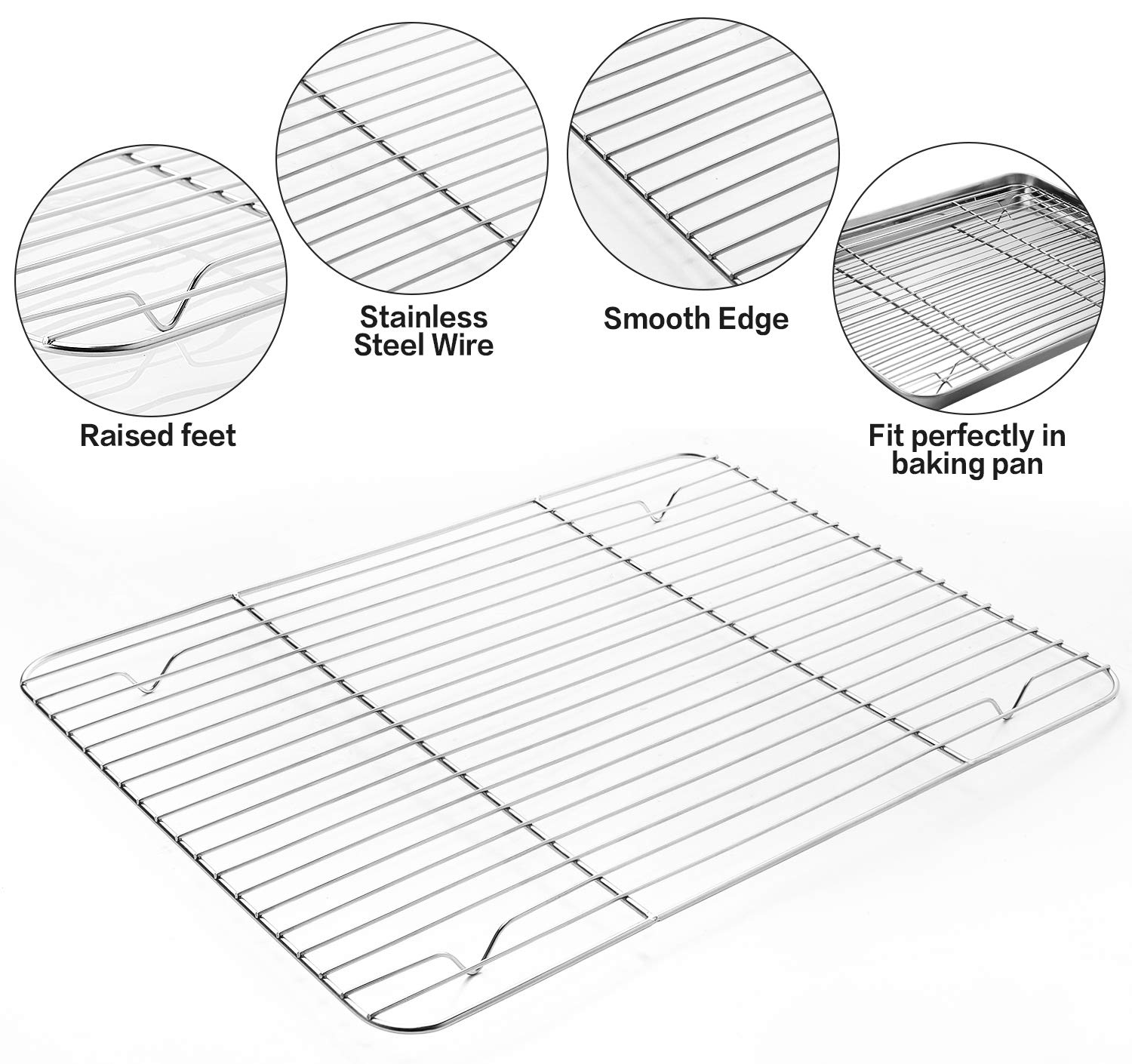 KOMUEE 9-Piece Baking Sheet, Cooling Rack with Silicone Mat Set (3 Pans + 3 Racks + 3 Mats), Stainless Steel Cookie Sheet with Cooling Rack and Baking Mat, Non Toxic & Easy Clean