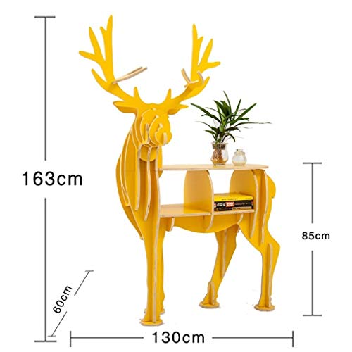 ROLTIN Storage Shelf DVD Bookcase Storage Rack Bookshelf Animal Shelf Male Deer Shape Flower Stand Model Room Coffee Table Clothing Store Landing Decoration (Size : 108 * 52 * 1