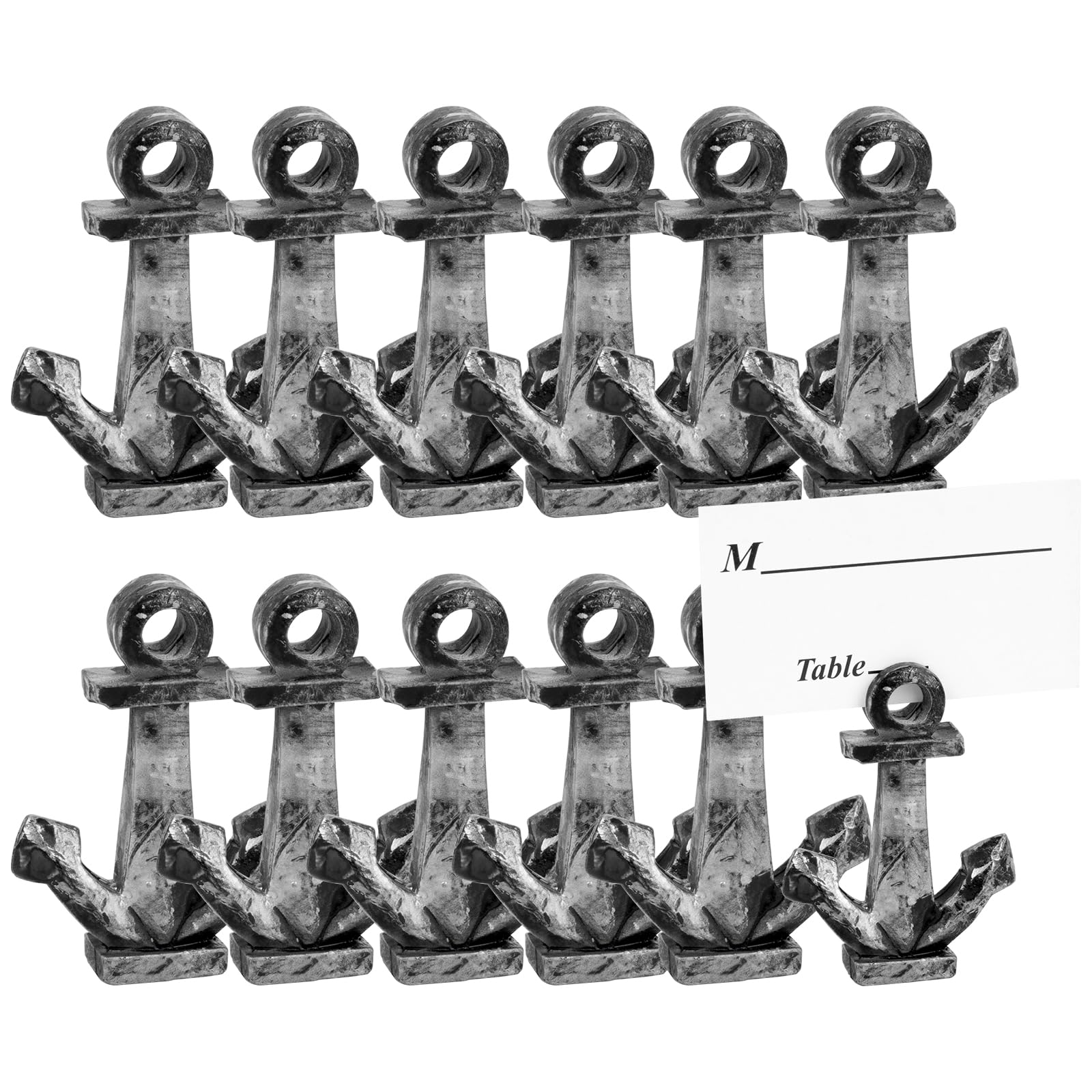 Philo Fun 12 Piece Nautical Anchor Place Card Holder Golden, Table Number Note Holder Buffet Food Marker